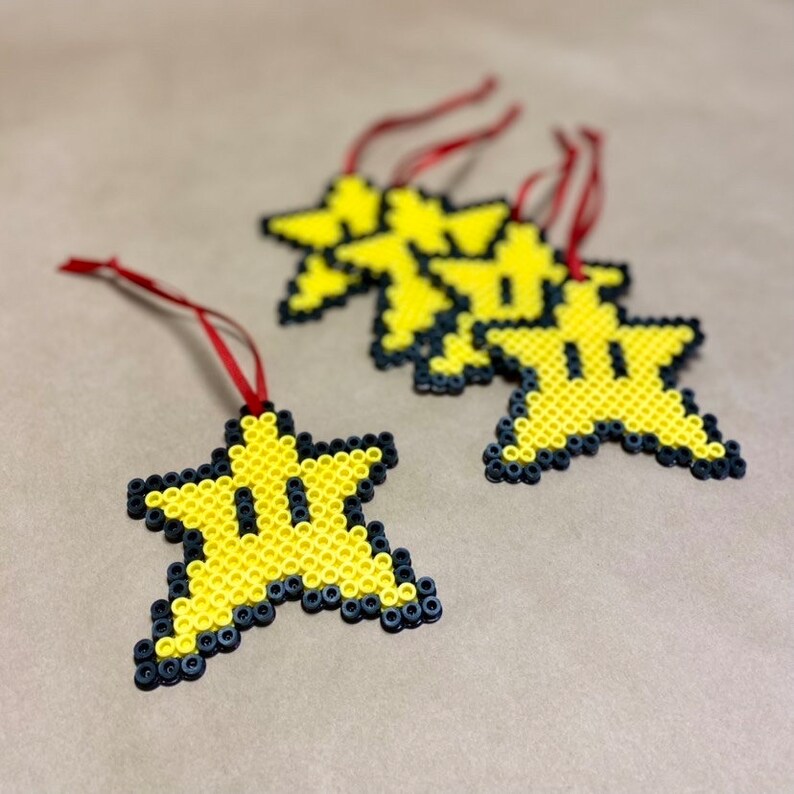 Super Mario Star Ornaments Large set of 5 - Etsy