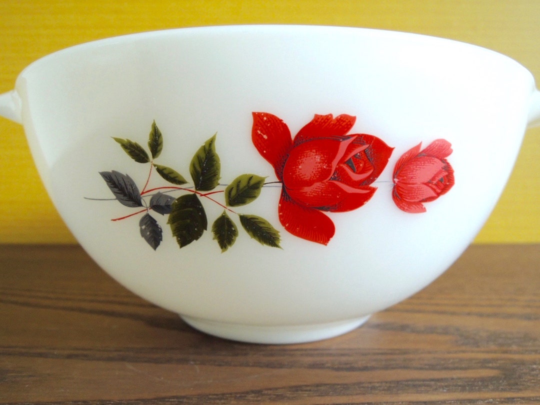 Vintage JAJ Pyrex June Rose Design Cinderella Mixing Bowl / 60s / Red ...