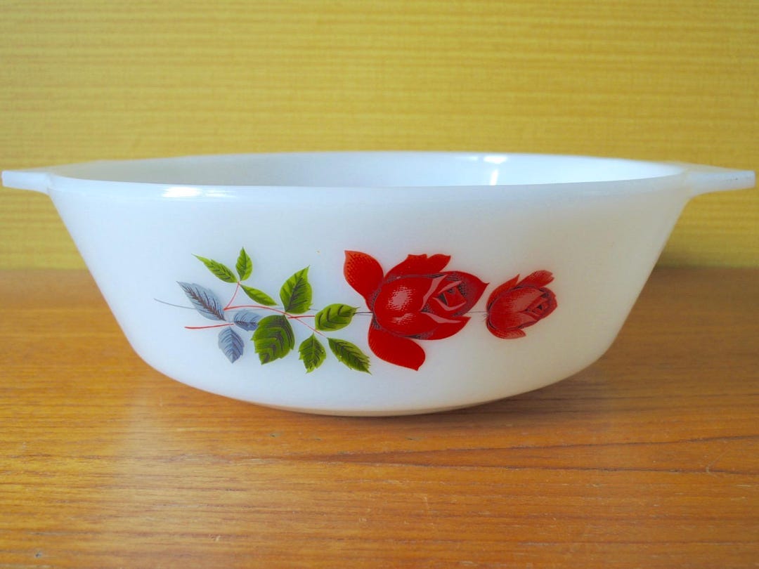 Vintage JAJ Pyrex June Rose Casserole Dish: Retro Milk Glass Bowl - Etsy
