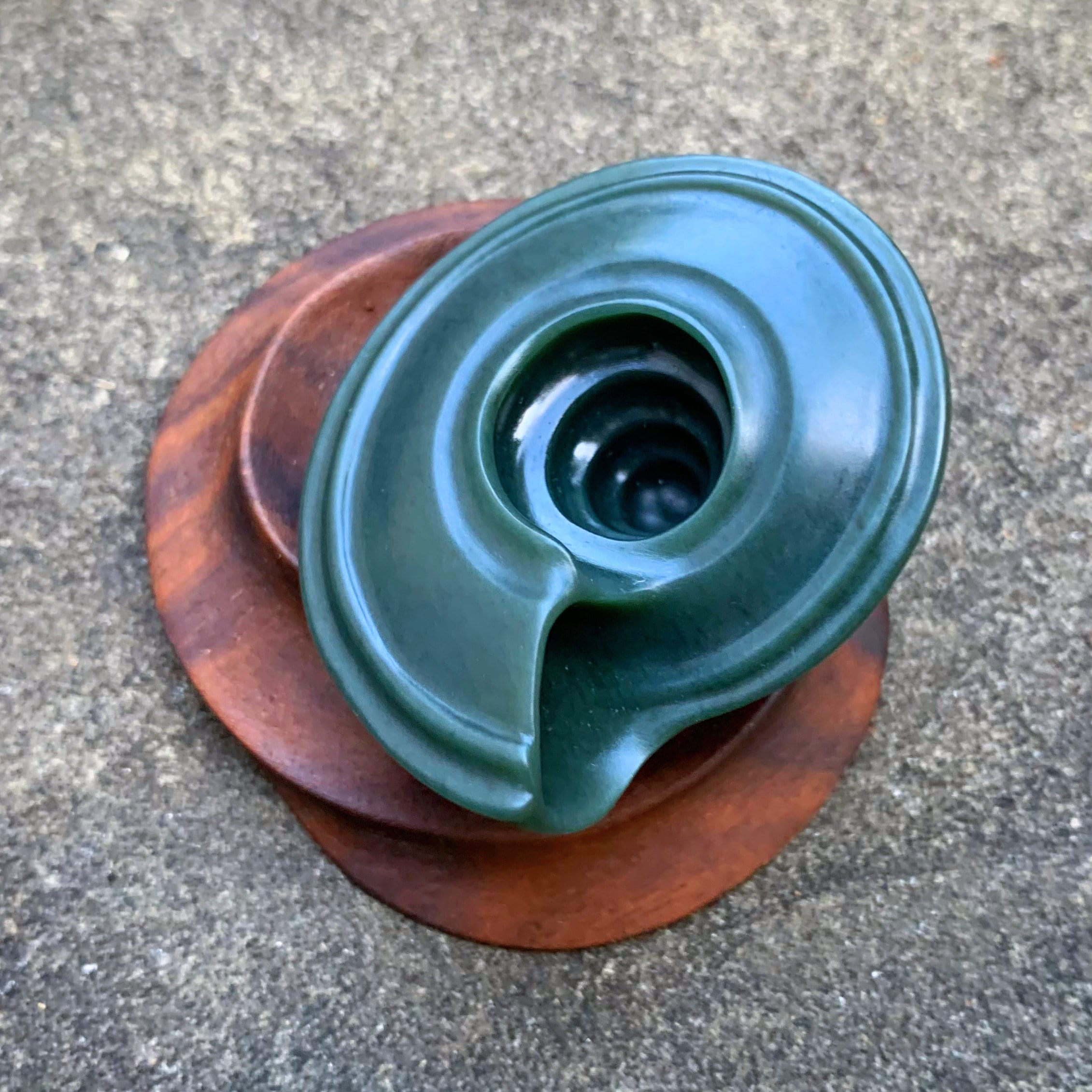 Wyoming Sage Olive Green Nephrite Jade Hand Carved Sundial or Architectonica Perspectiva ...