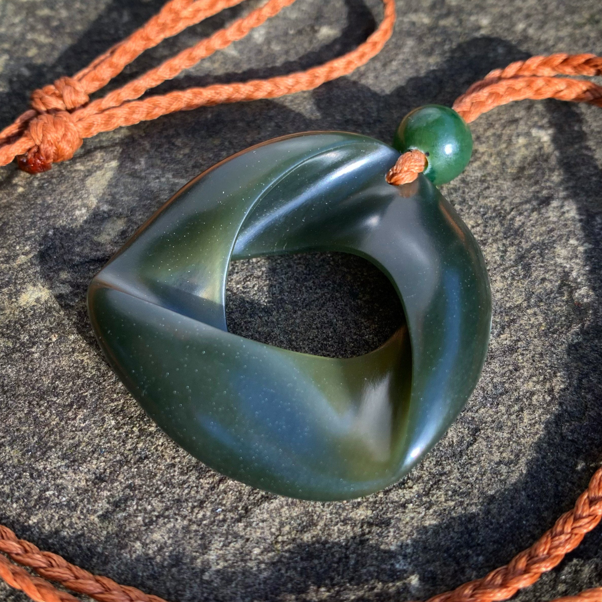 Wyoming Olive Green Nephrite Jade Oversize Hand-carved Triple Mobius ...