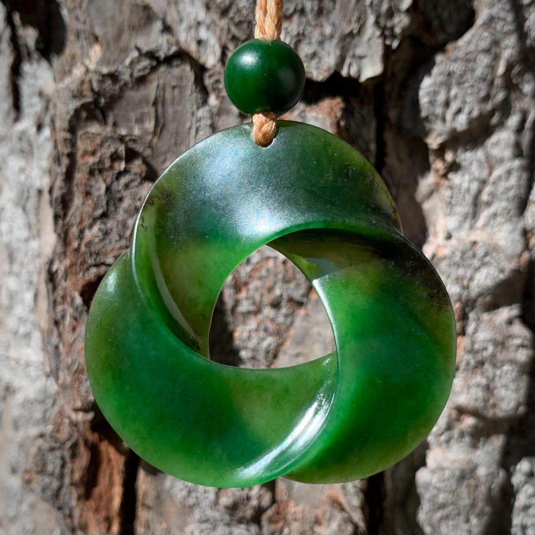 Wyoming Emerald Green Nephrite Jade Folded Triple Ribbon Floral or ...