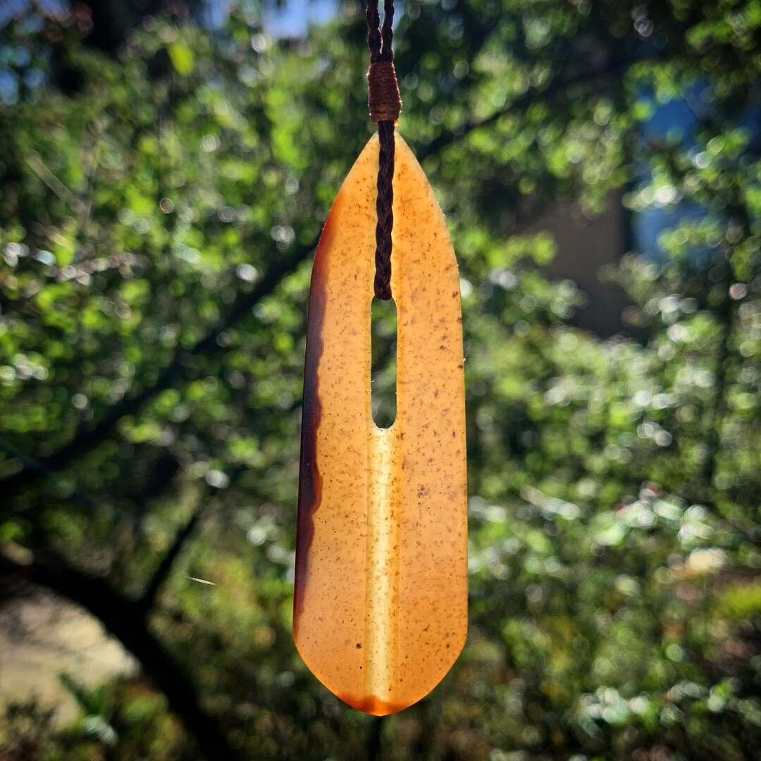 Wyoming Honey Mutton Fat Nephrite Jade Hand-carved Split-drop Pendant ...