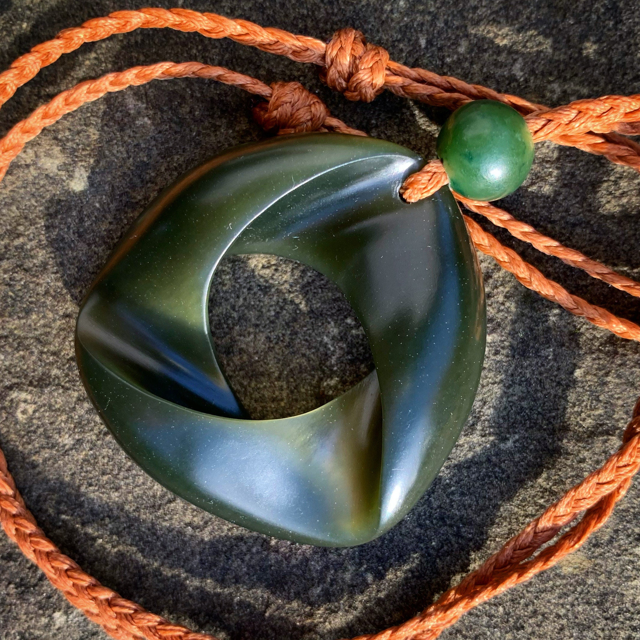 Wyoming Olive Green Nephrite Jade Oversize Hand-carved Triple Mobius ...