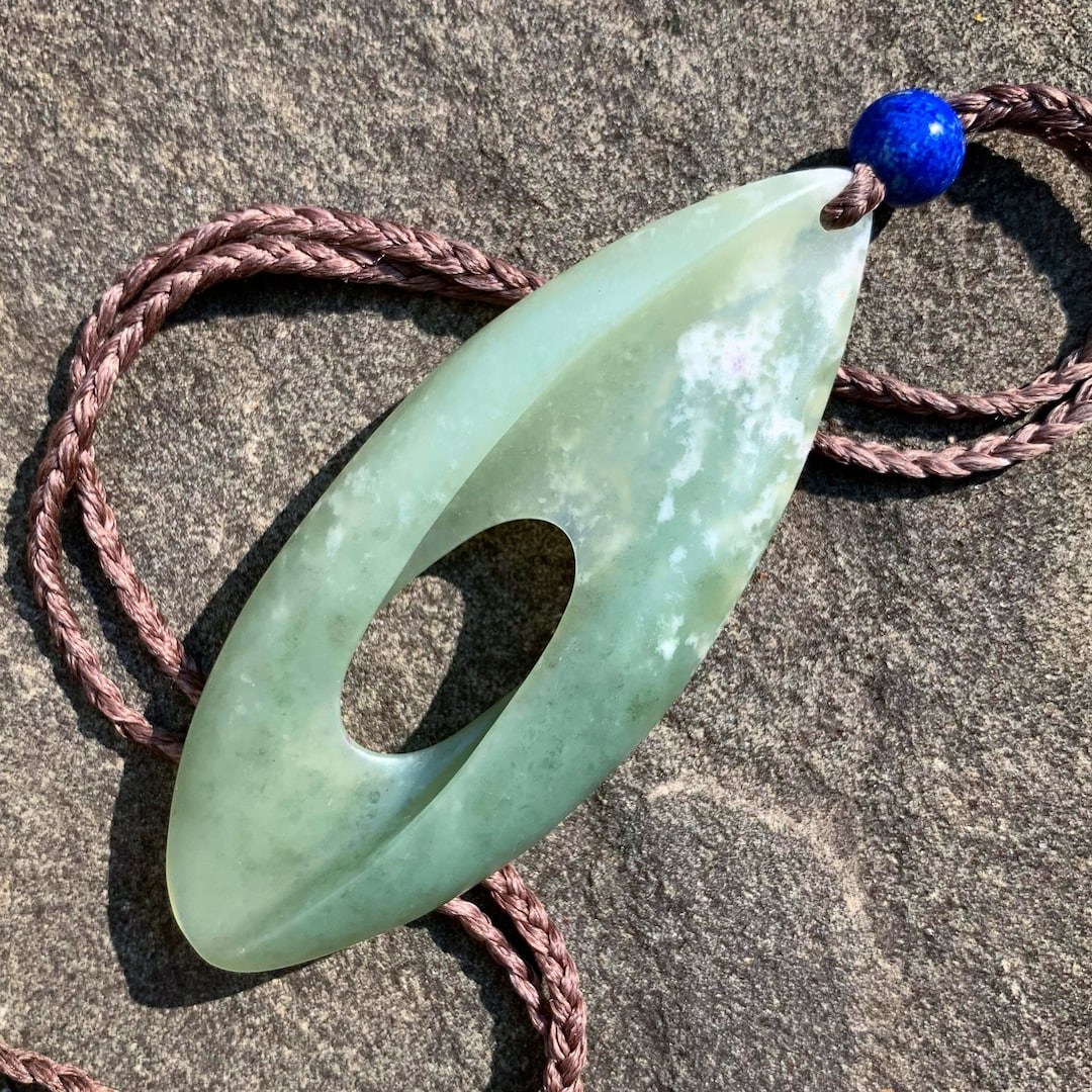 Siberian Celadon Snowflake Nephrite Jade Snow on Moss Folded Double ...