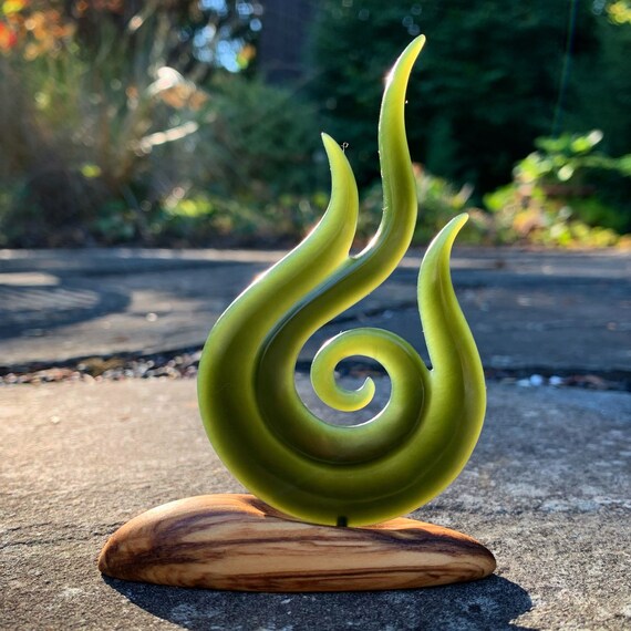 Wyoming Olive Green Hand-carved Nephrite Jade Organic Flame - Etsy