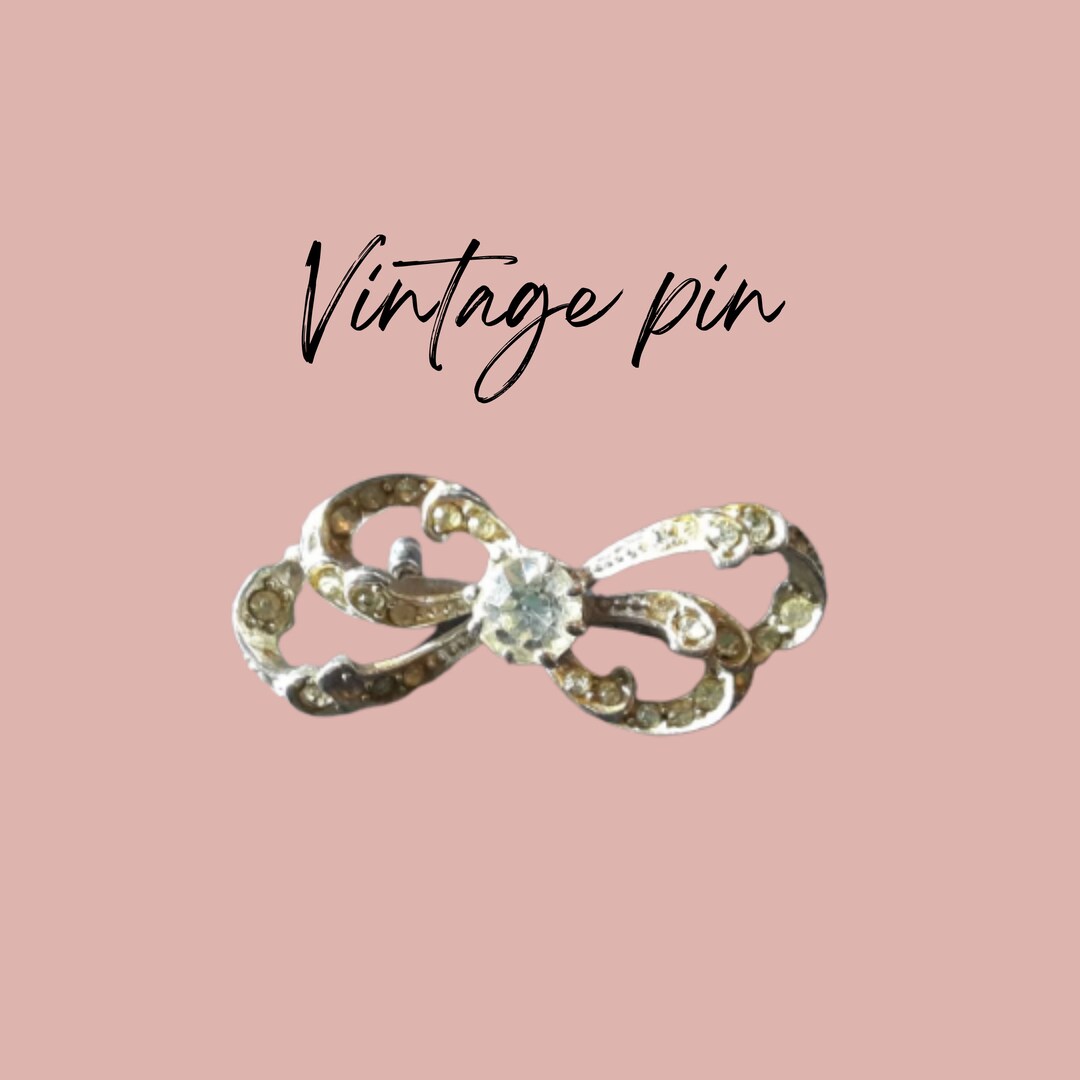 Sweet Vintage Silver Bow Pin Bow Wedding Accessory, Vintage Sparkle ...