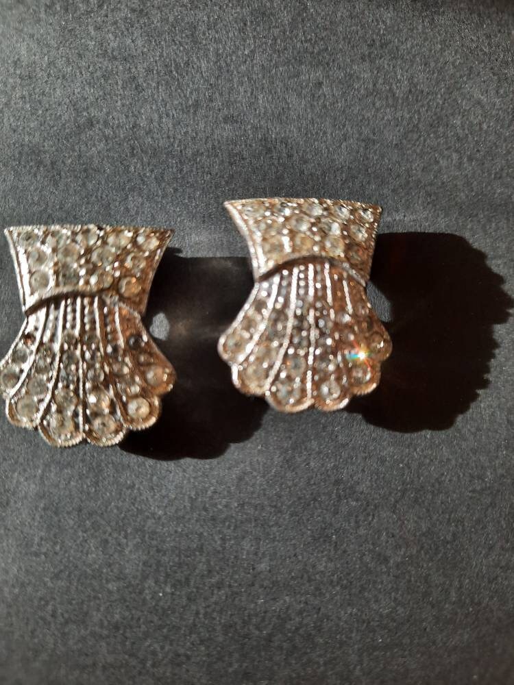 Art Deco 1930's Original Dress Clips, Pair of Vintage Art Deco Clips ...