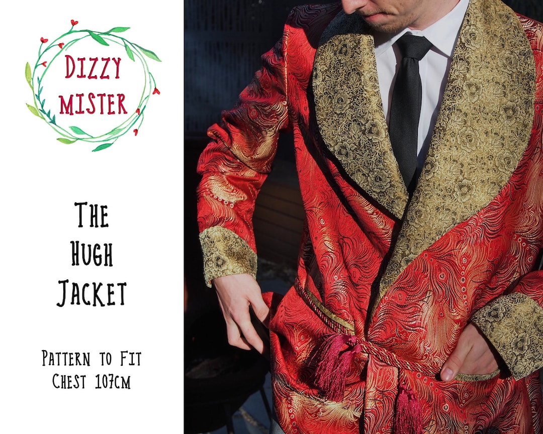 Smoking Jacket Sewing Pattern, Mens Jacket PDF Pattern, Mens Sewing ...