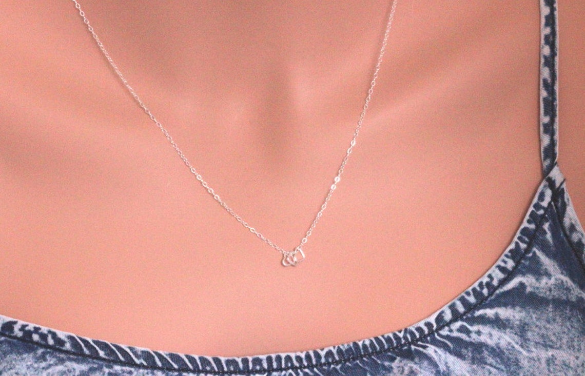 Tiny Open Heart Necklace. Sterling Silver Open Heart Loop | Etsy