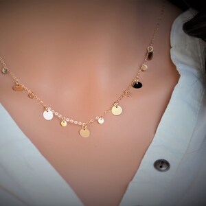 Coin Drop Necklace, Disc Dangle, Coin Gold Necklace, Minimalist ...