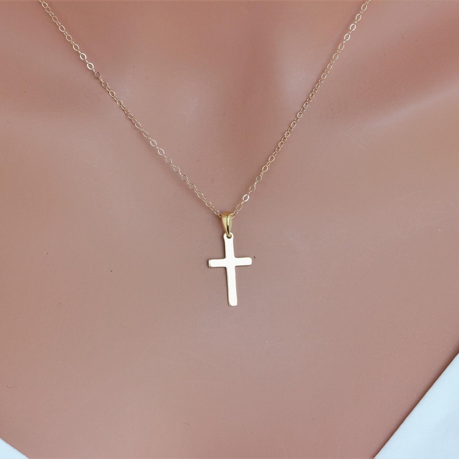 14k Solid Gold Cross Necklace Women Cross Necklace or Only | Etsy