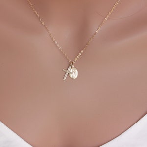Cross Necklace Women - Saint Mary Necklace - Miraculous Medal - St Mary ...