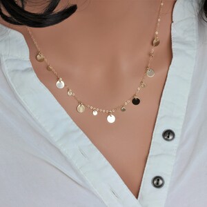 Coin Drop Necklace, Disc Dangle, Coin Gold Necklace, Minimalist ...