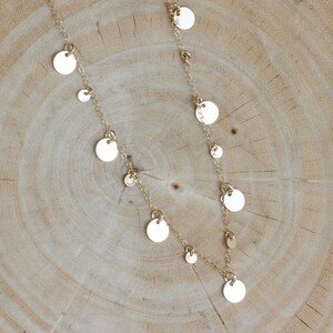 Coin Drop Necklace, Disc Dangle, Coin Gold Necklace, Minimalist ...