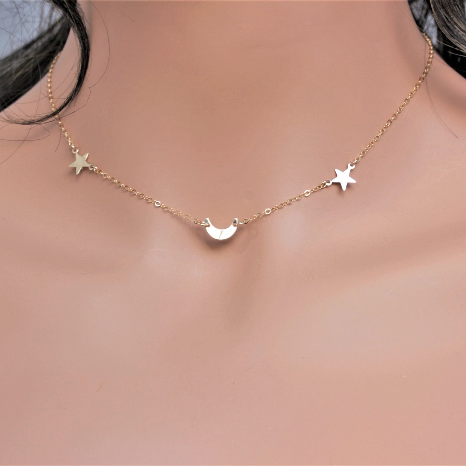 Gold Moon Star Necklace Moon and Star Necklace Star Moon - Etsy
