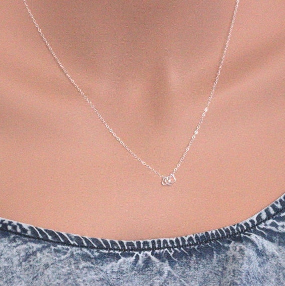 Tiny Open Heart Necklace. Sterling Silver Open Heart Loop | Etsy