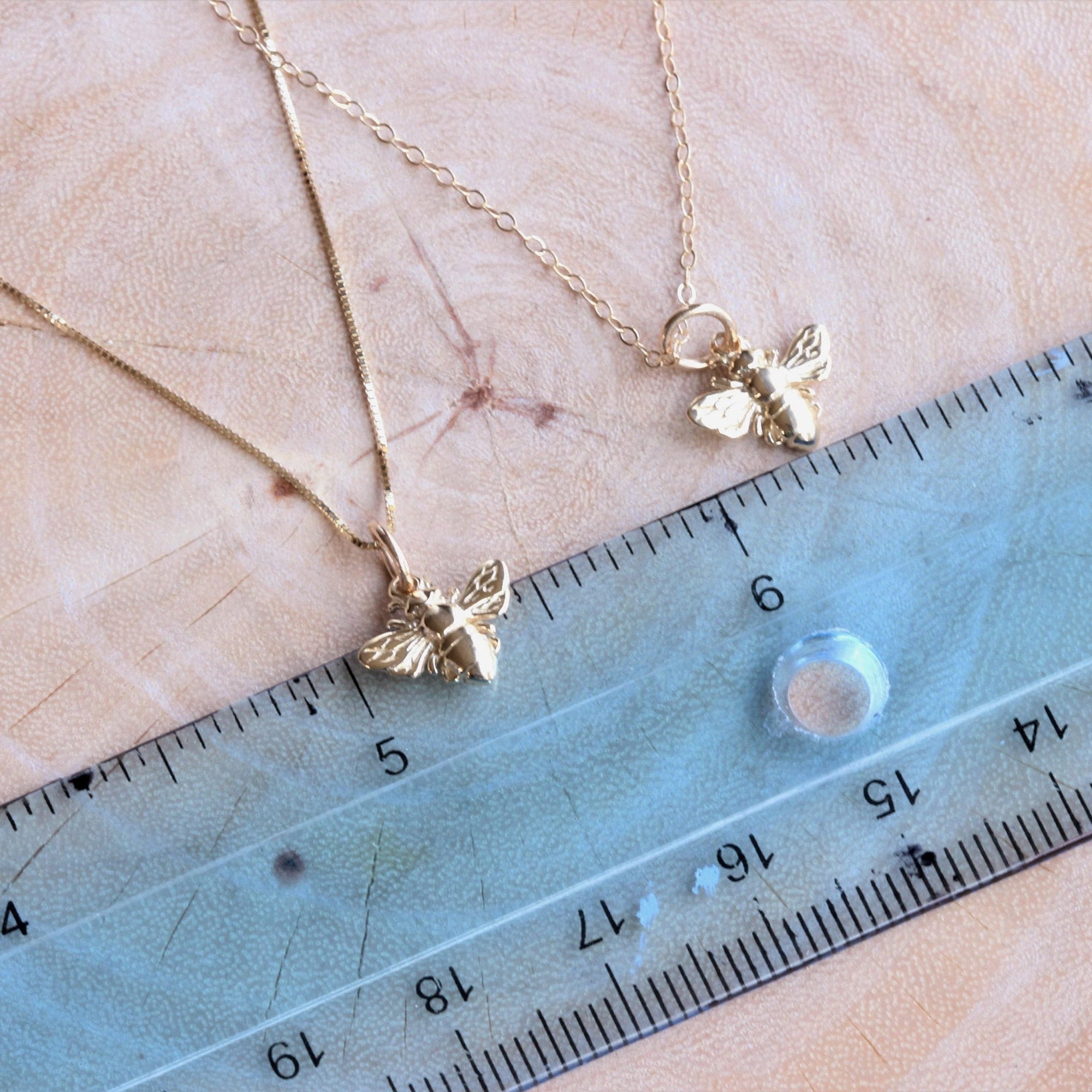 14k Solid Gold Bee Necklace Small Gold Bee Necklace With | Etsy UK