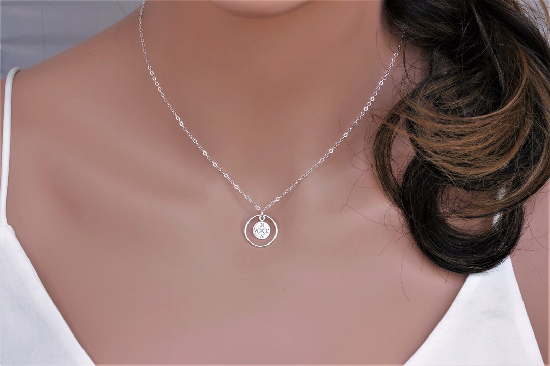 Graduation Gift for Her, Compass Necklace Sterling Silver, Compass ...