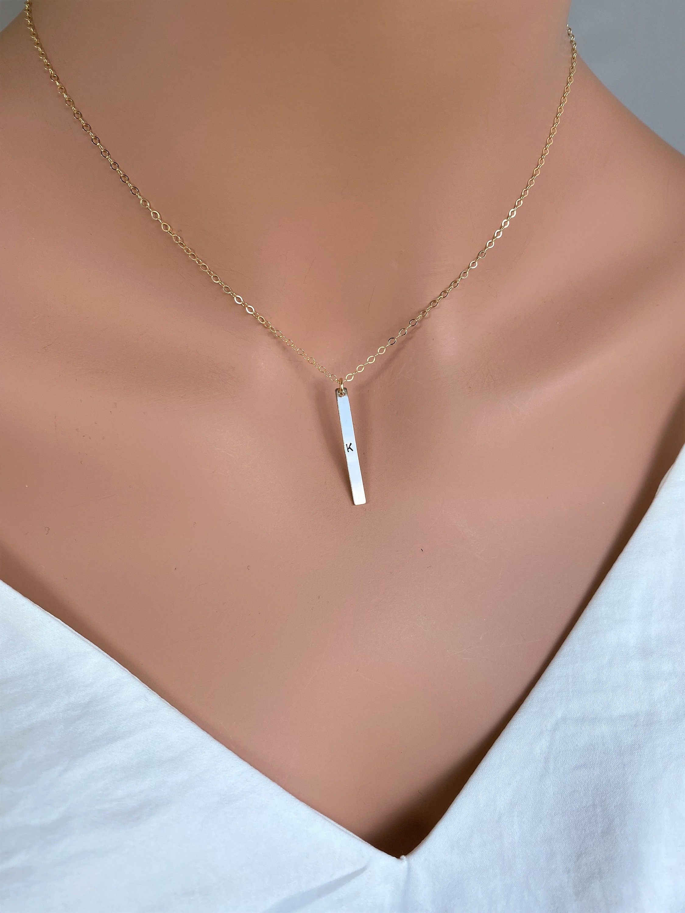 Gold Bar Necklace Bar Necklace Gold Personalized Gold Bar - Etsy