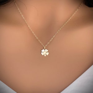14K Yellow Gold Four Leaf Clover Charm, 14k Gold 4 Leaf Clover Necklace ...