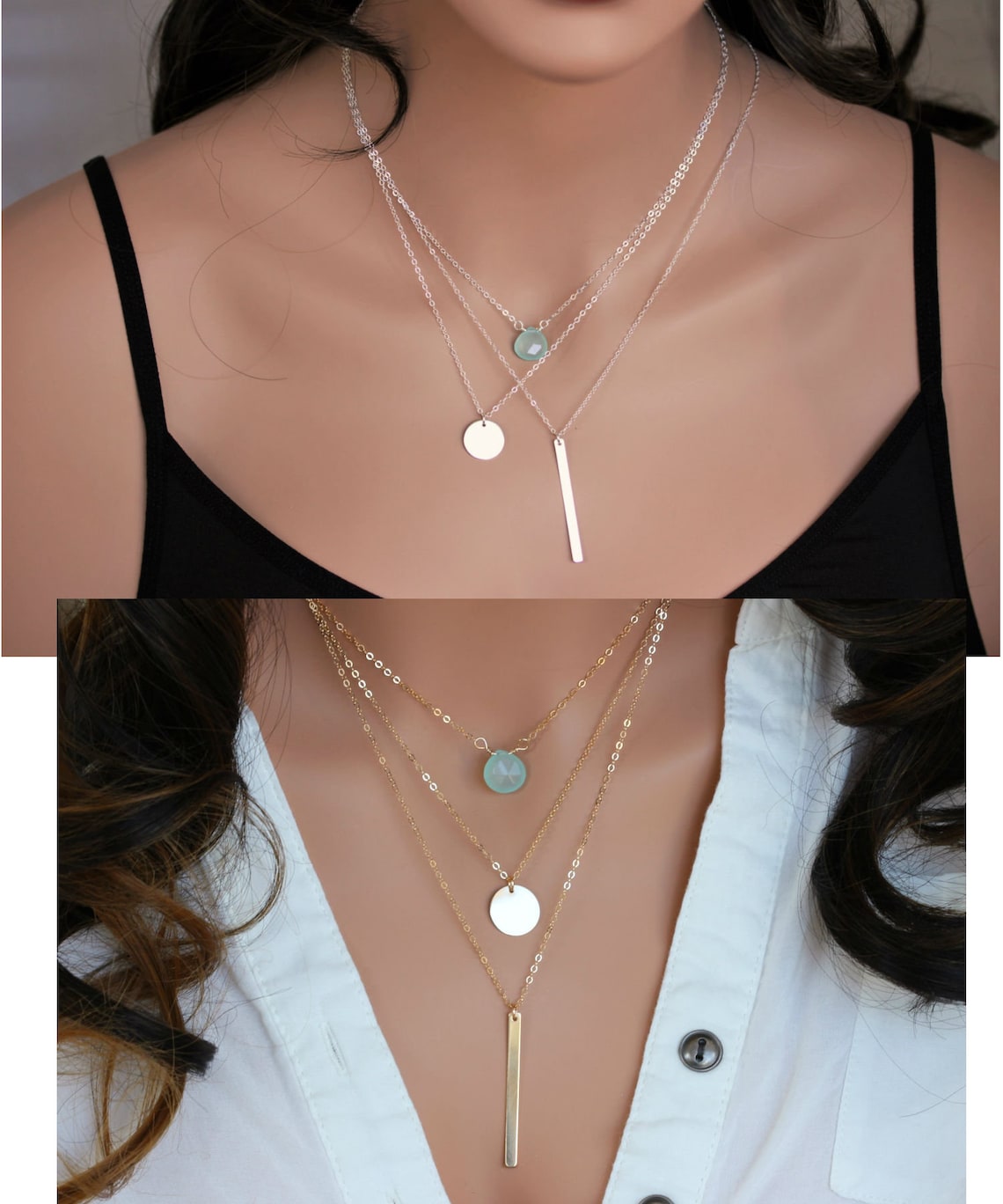 Layered necklace set Layered Necklace Gold / Silver | Etsy