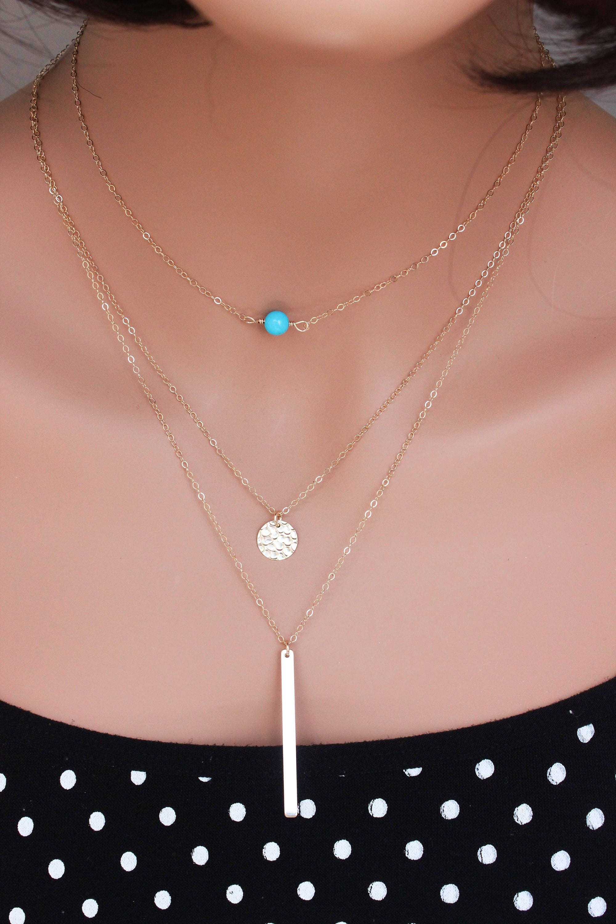 Layered Necklace Set Three Layered Necklace Turquoise - Etsy