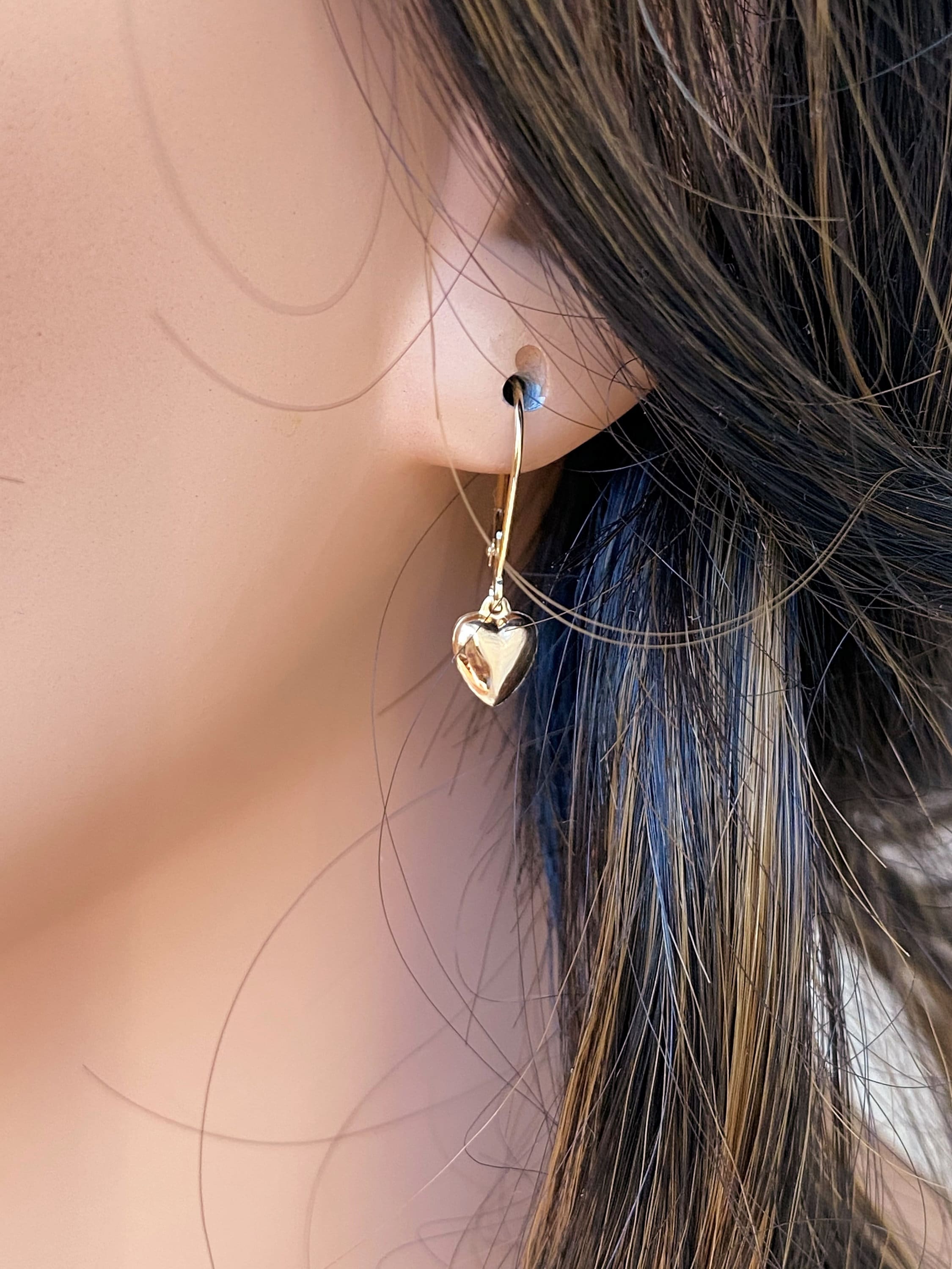 Small 14k Heart Lever Back Earrings 14k Gold Heart Earrings - Etsy