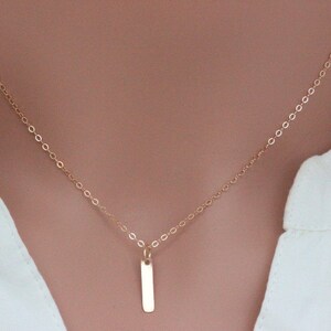 Gold Small Bar Necklace in 14k Gold Fill, Vertical Bar Necklace, Mini ...