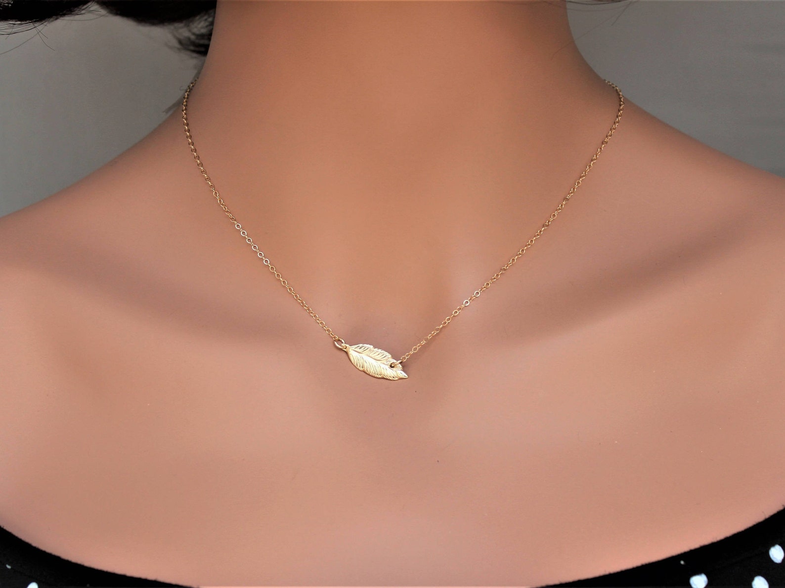 Feather Necklace Gold Feather Necklace 14k Gold Fill - Etsy