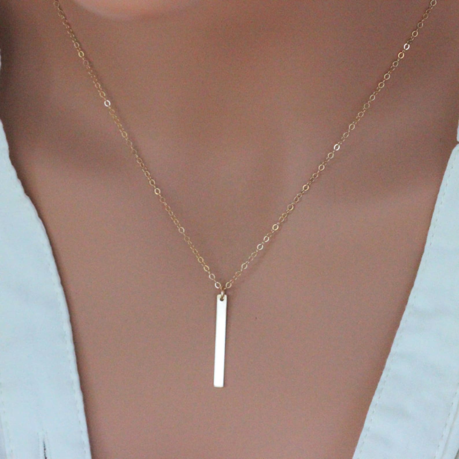 Gold Bar Necklace Bar Necklace Gold Personalized Gold Bar - Etsy