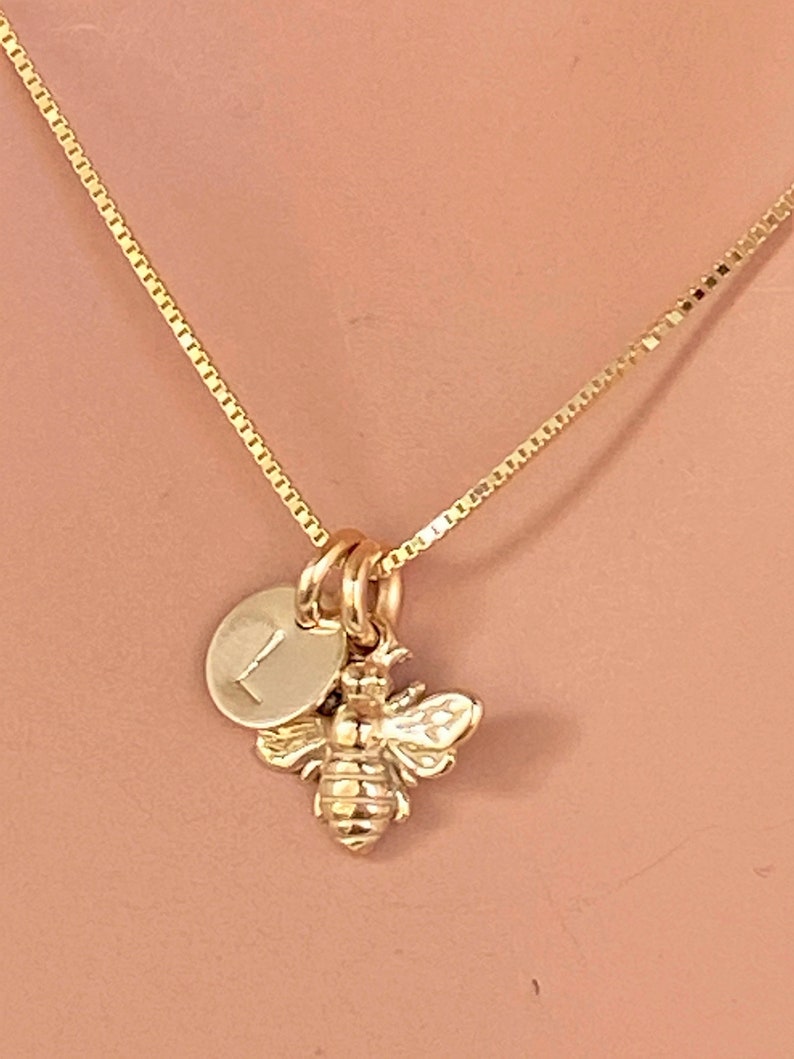 Personalized Bee Necklace-14k solid gold Honeybee Necklace | Etsy