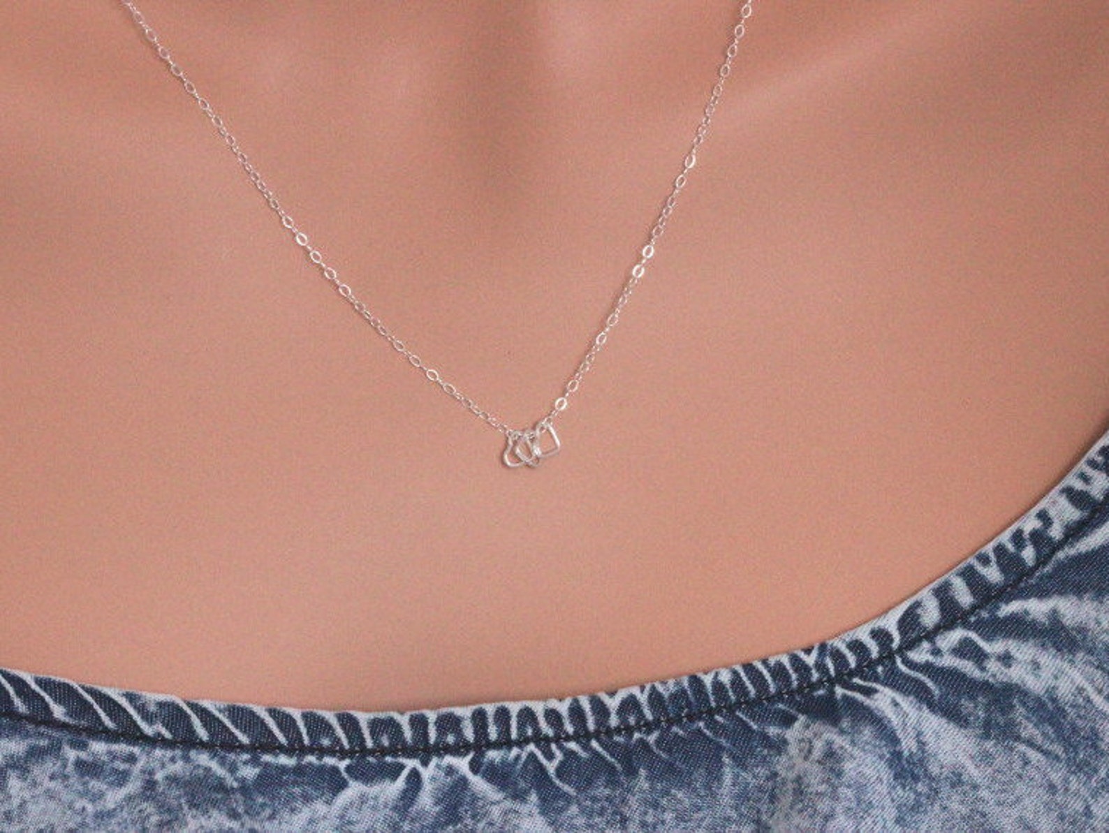 Tiny Open Heart Necklace. Sterling Silver Open Heart Loop | Etsy