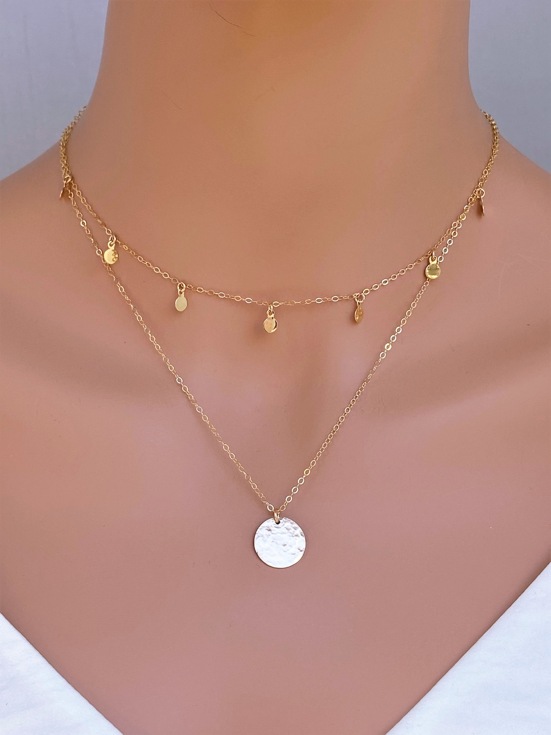 Gold Layered Necklace Set, Layering Gold Necklace, Layering Gold ...