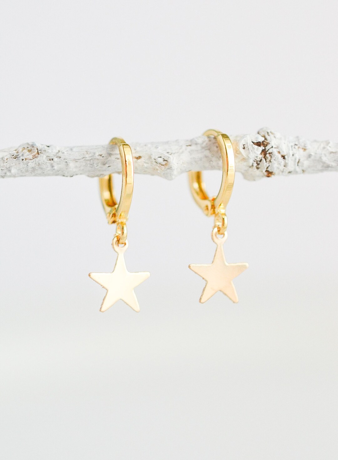 Star Earrings Hoop, Star Earrings Dangle in 14k Gold Fill, Star Hook ...