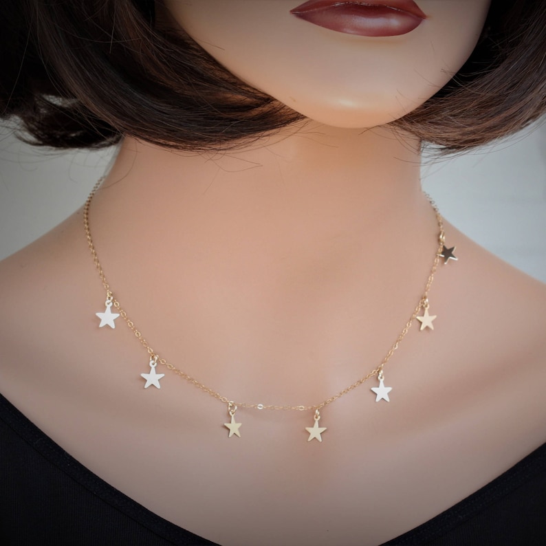 Star Necklace Gold Gold Star Choker Celebrity Star Etsy