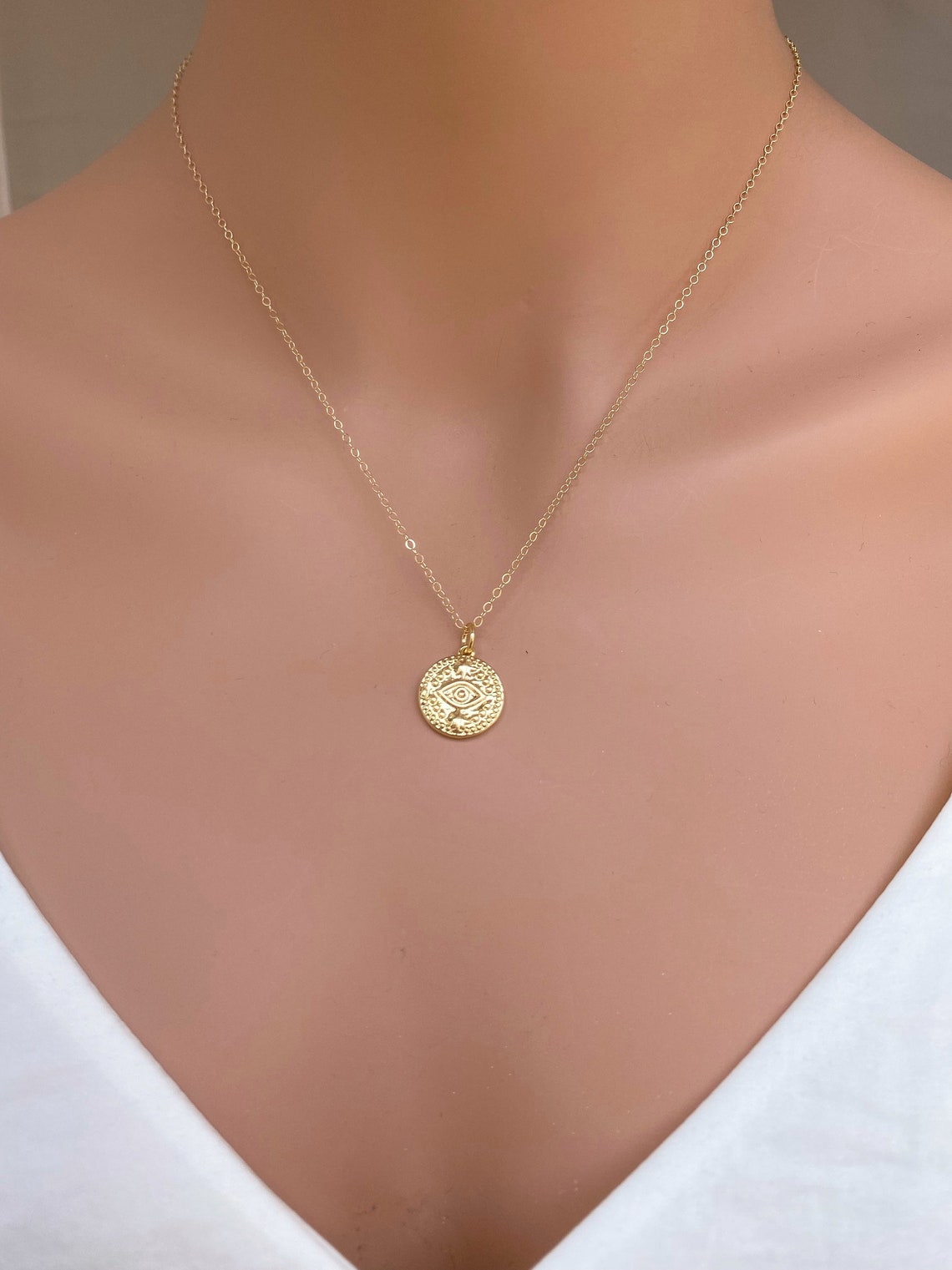 Layered Gold Necklace Layered Gold Necklace With Coin - Etsy