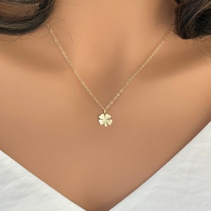 14K Yellow Gold Four Leaf Clover Charm, 14k Gold 4 Leaf Clover Necklace ...