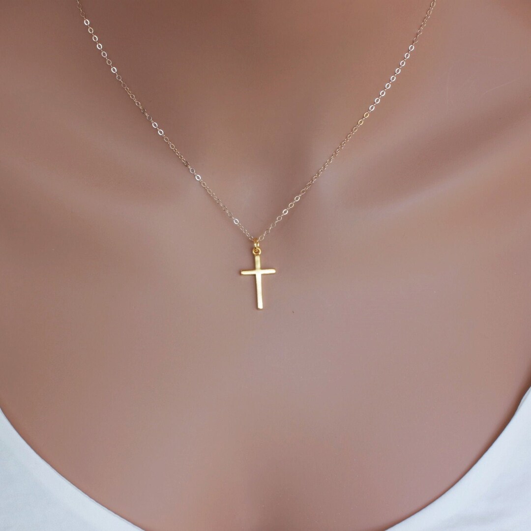 14k Solid Gold Heirloom Cross Necklace, Gold Cross Necklace, Thick ...
