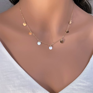 Multi Disc Necklace, Multi Charms, Tiny Circle Necklace, Mini Disc ...