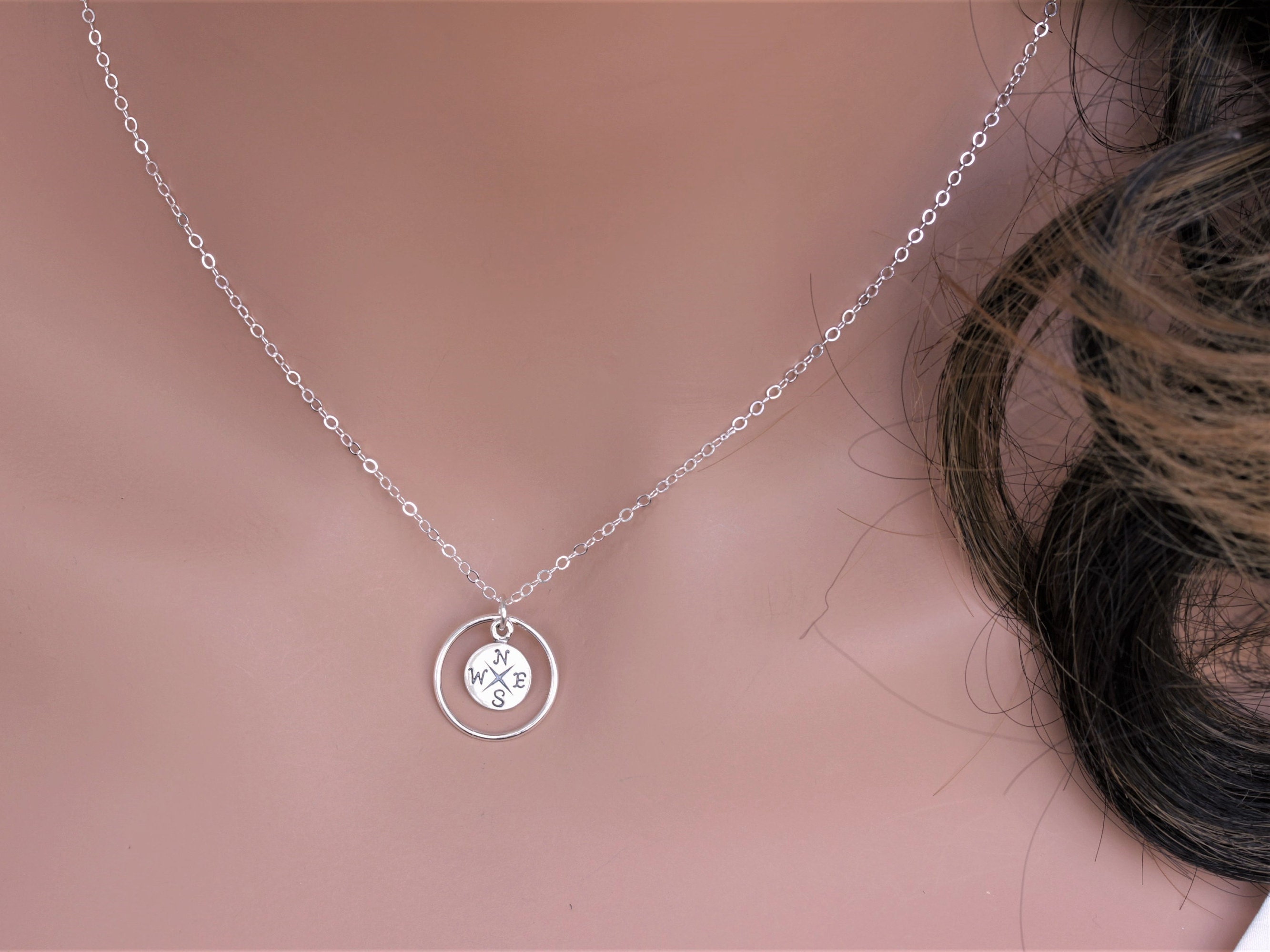 Compass necklace sterling silver Compass necklace graduation | Etsy