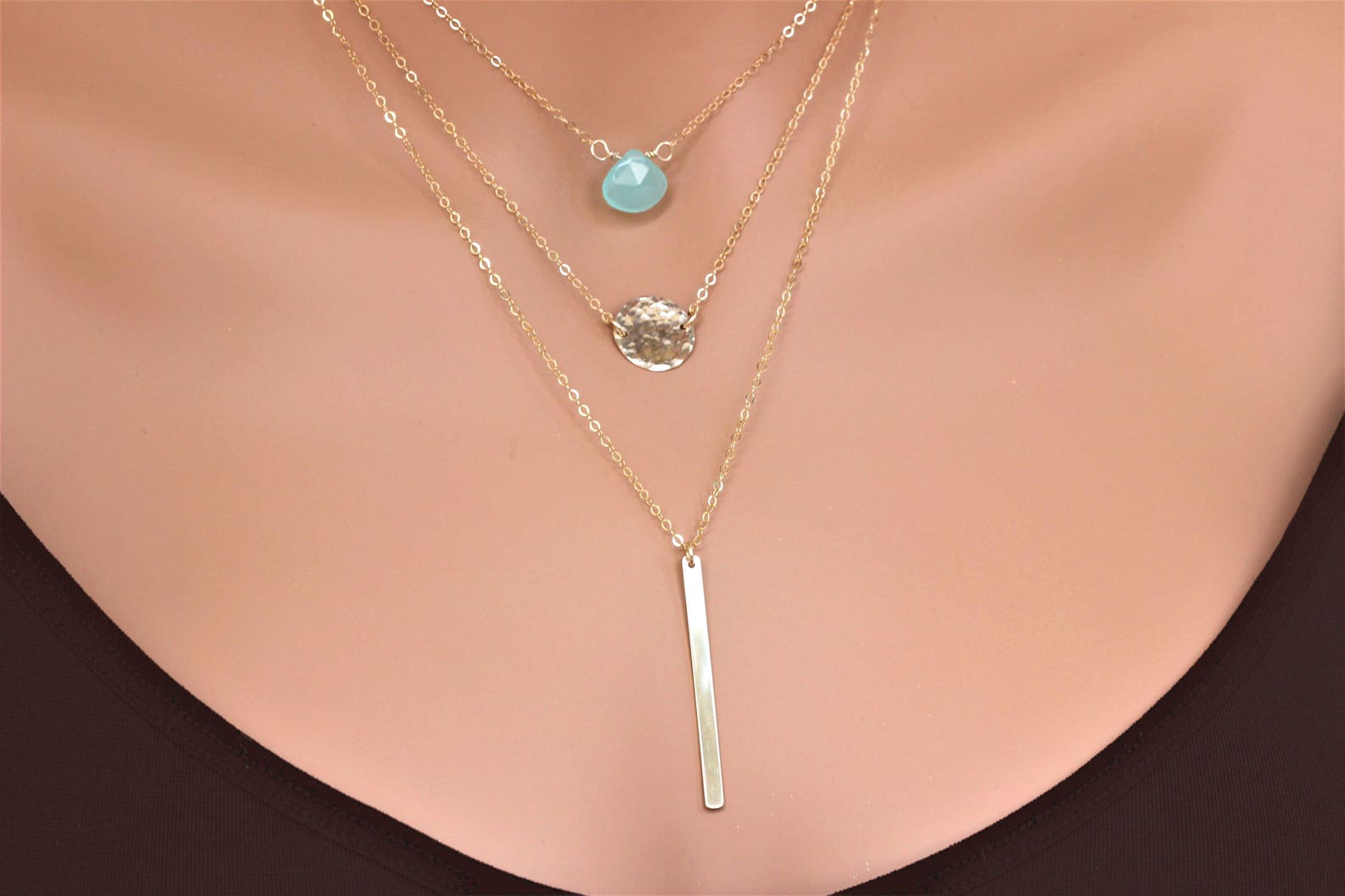 Layering Necklace Set Multi Strand Necklace Three Layered | Etsy