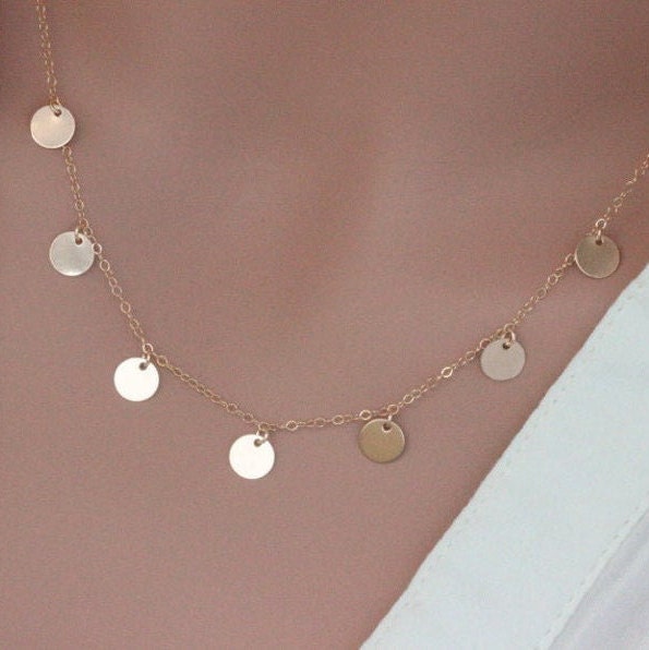 Disc Coin Necklace Short Long Sterling Silver/14k Gold Fill | Etsy