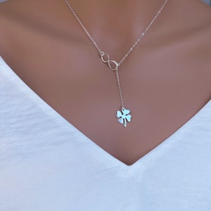 Four Leaf Clover Infinity Lariat Y Necklace, Four Leaf Clover Necklace ...