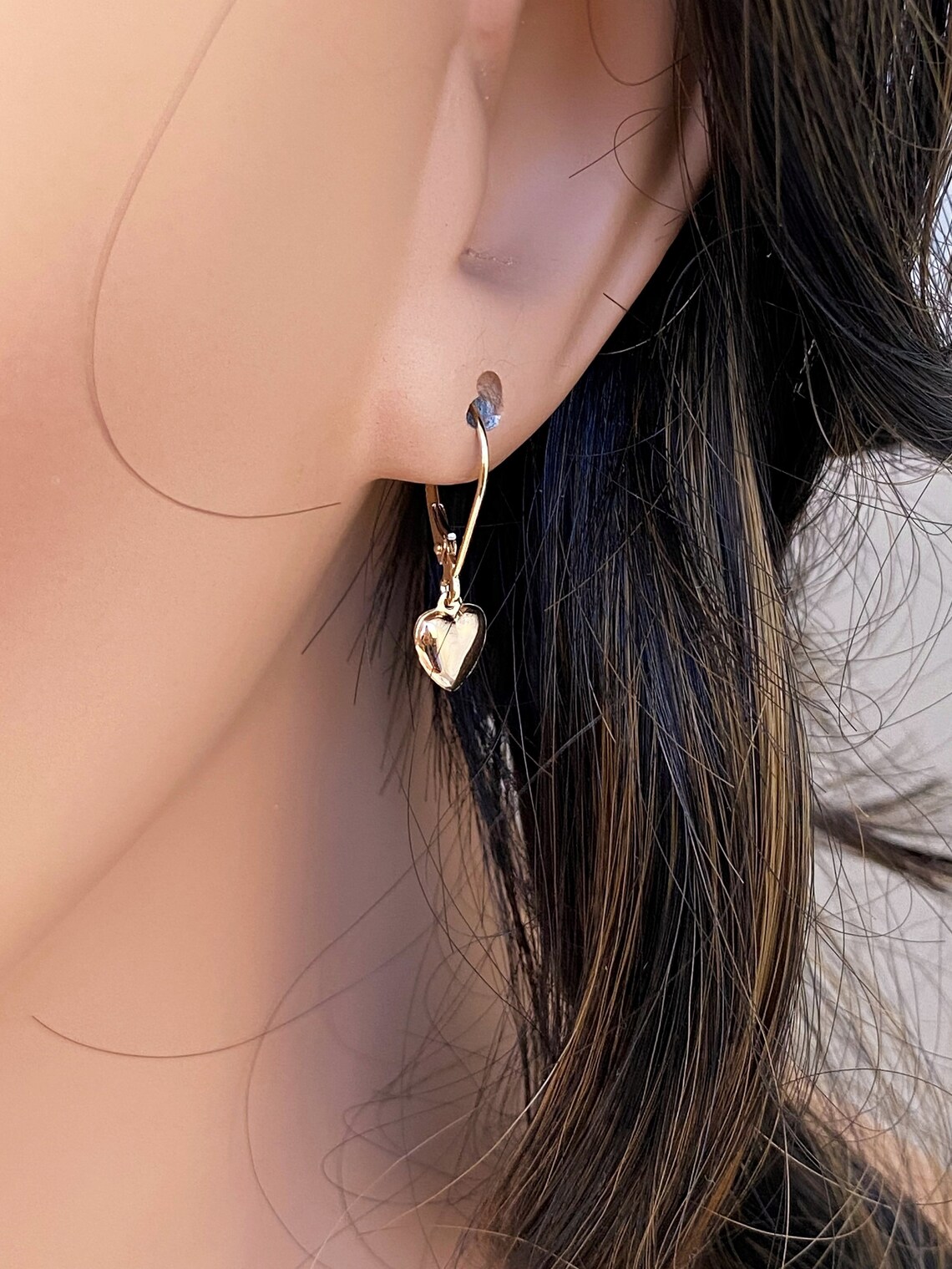 Small 14k Heart Lever Back Earrings 14k Gold Heart Earrings - Etsy