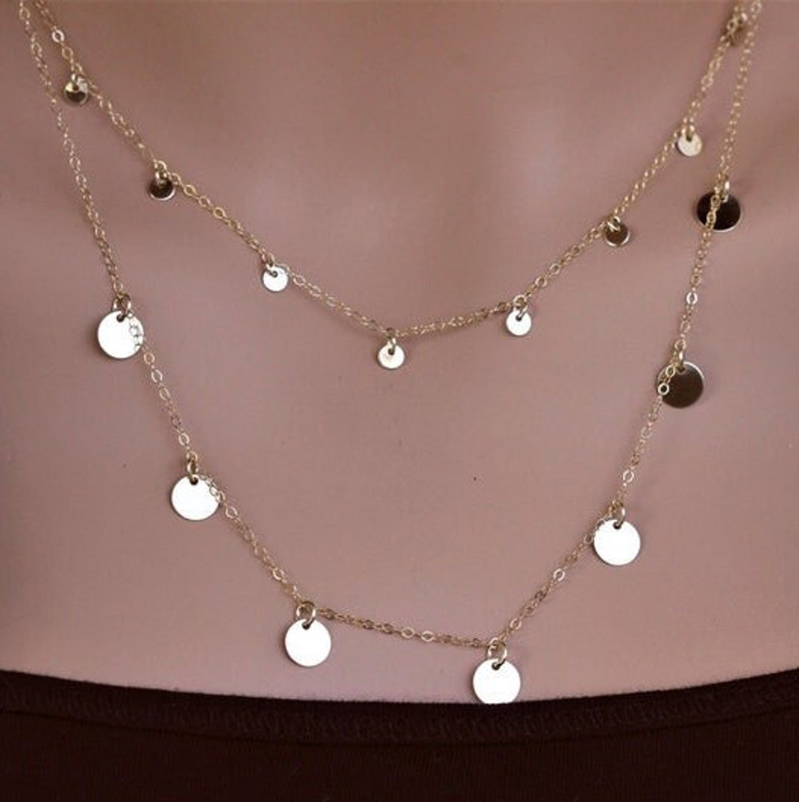 Layered Coin Necklace Set-coin Disc Necklace 14k Gold Fill - Etsy