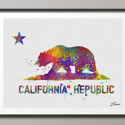 California State State Art California Map Watercolor | Etsy