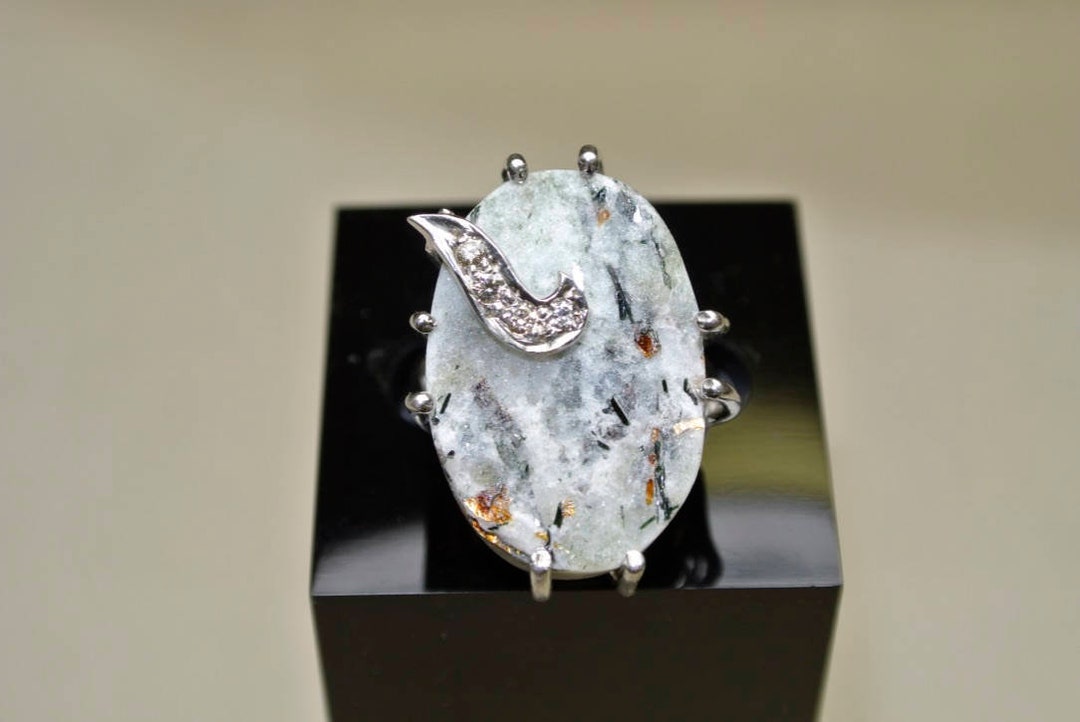 Astrophyllite Druzy Ring With Diamonds - Etsy