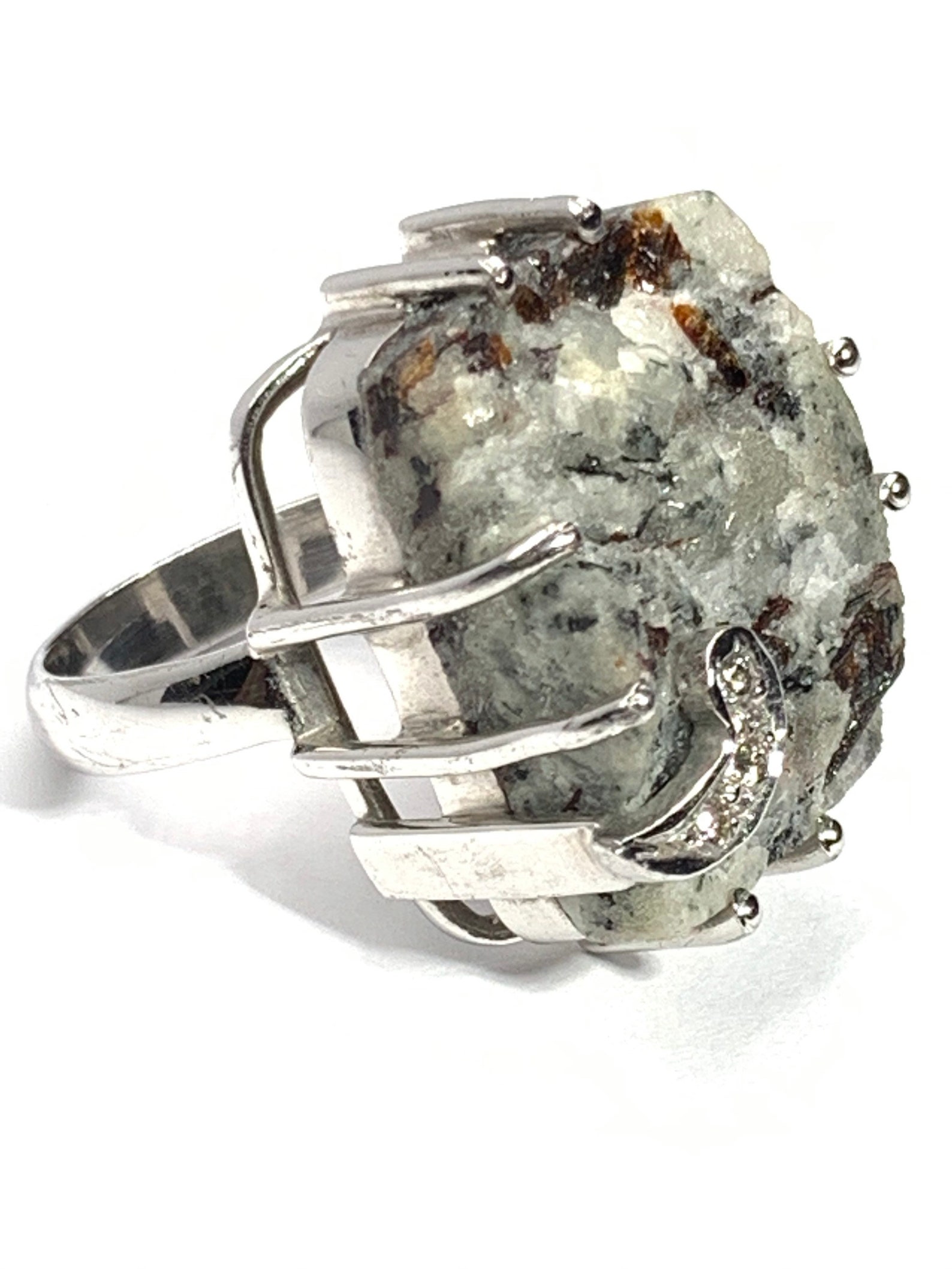 Astrophyllite Druzy Ring With Diamonds in Sterling Silver - Etsy Canada