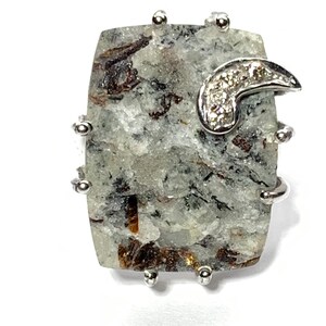 Astrophyllite Druzy Ring With Diamonds in Sterling Silver - Etsy Canada